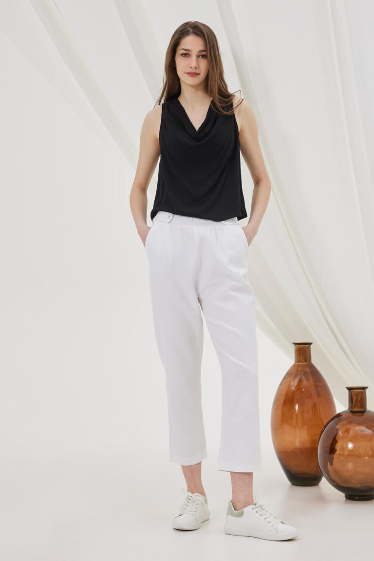 KALATHI Παντελόνι με ξύλινα κουμπιά και λάστιχο στη μέση - Namaste Fashion